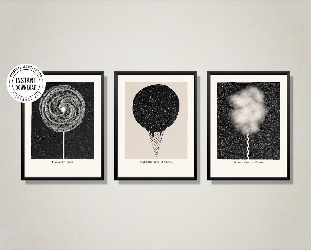 Outer Space Sweets | Set of Three Printable Posters | Instant Download ...