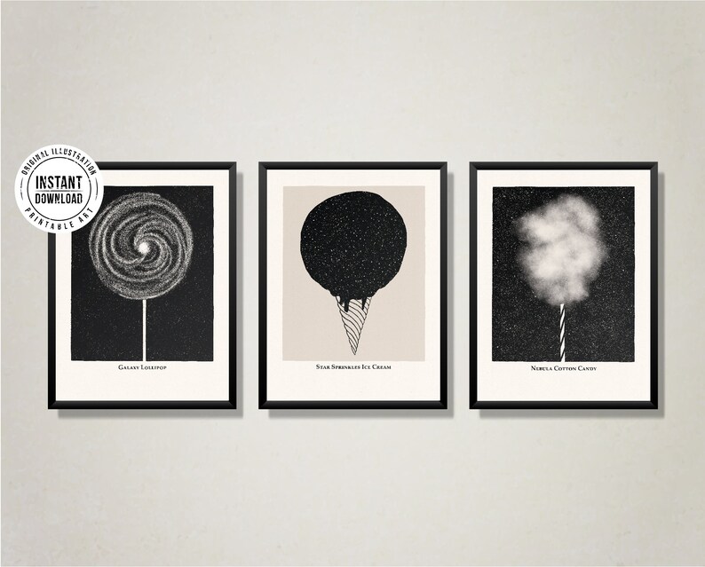 Outer Space Sweets | Set of Three Printable Posters | Instant Download ...