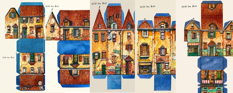 Miniature Paper Houses - Pack of 5 - Etsy