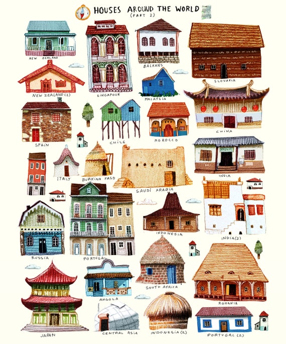 Houses Around the World Part 2 - Etsy