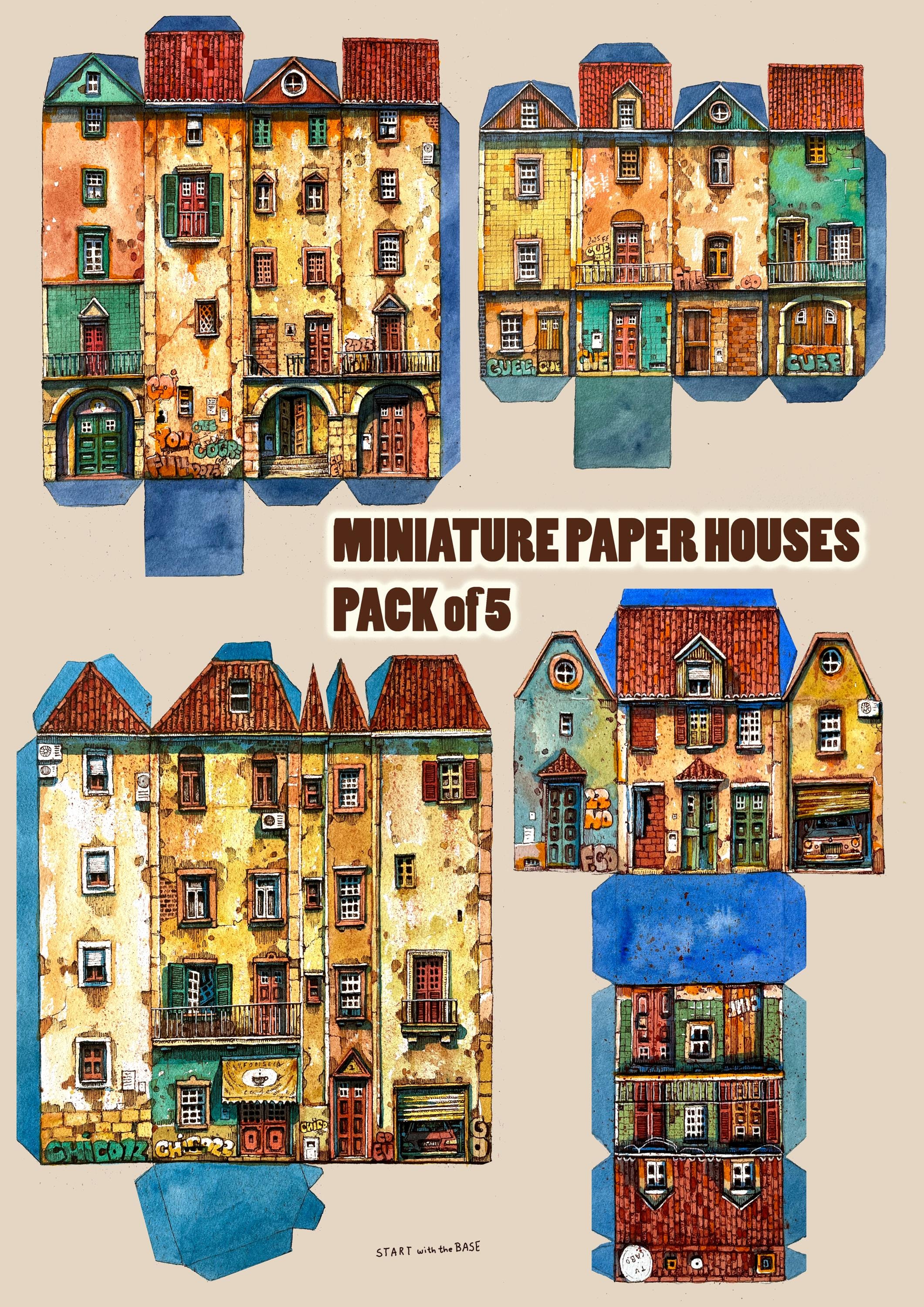Miniature Paper House - Second Pack- Pack of 5 - Etsy