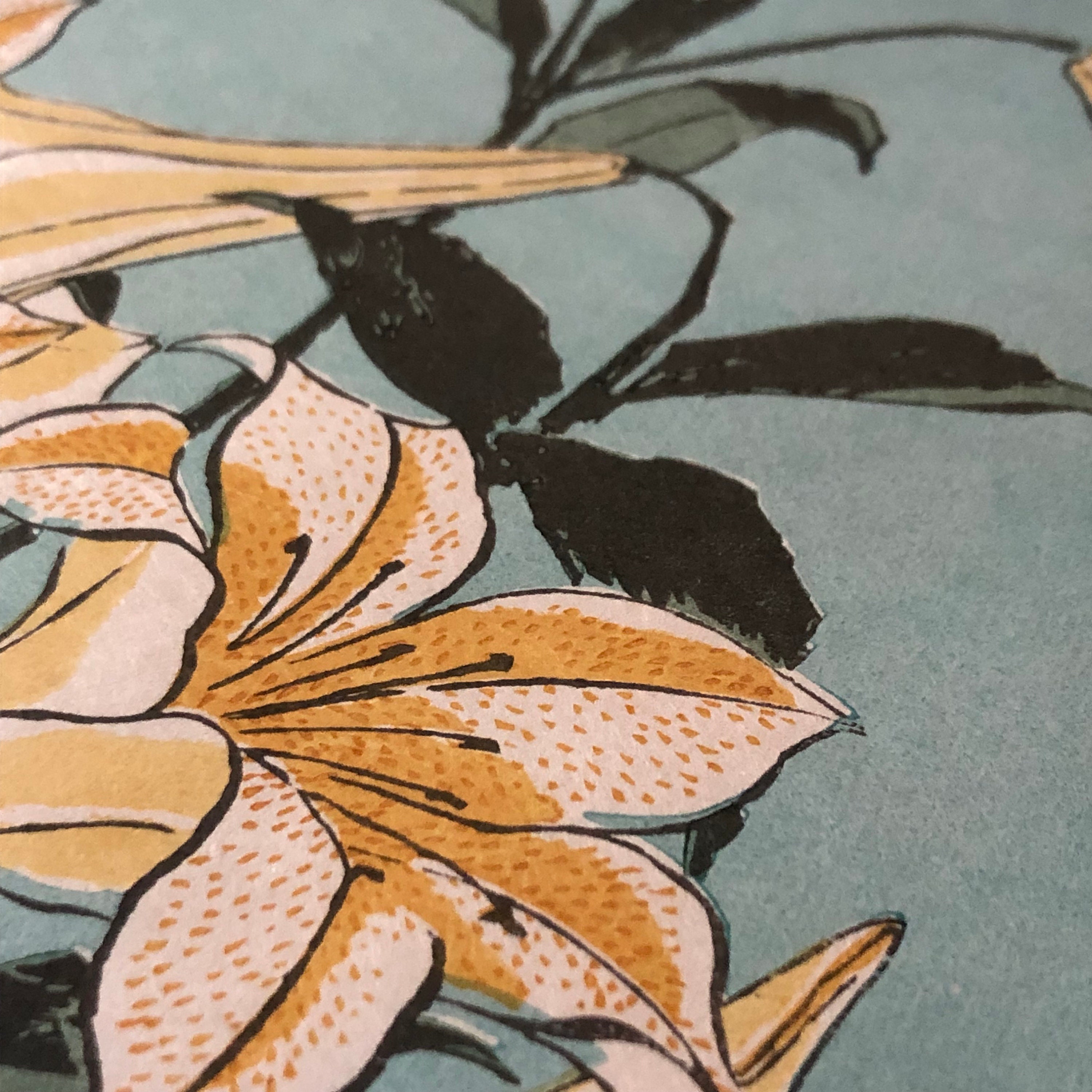 Traditional Japanese Woodblock Print lilies by - Etsy