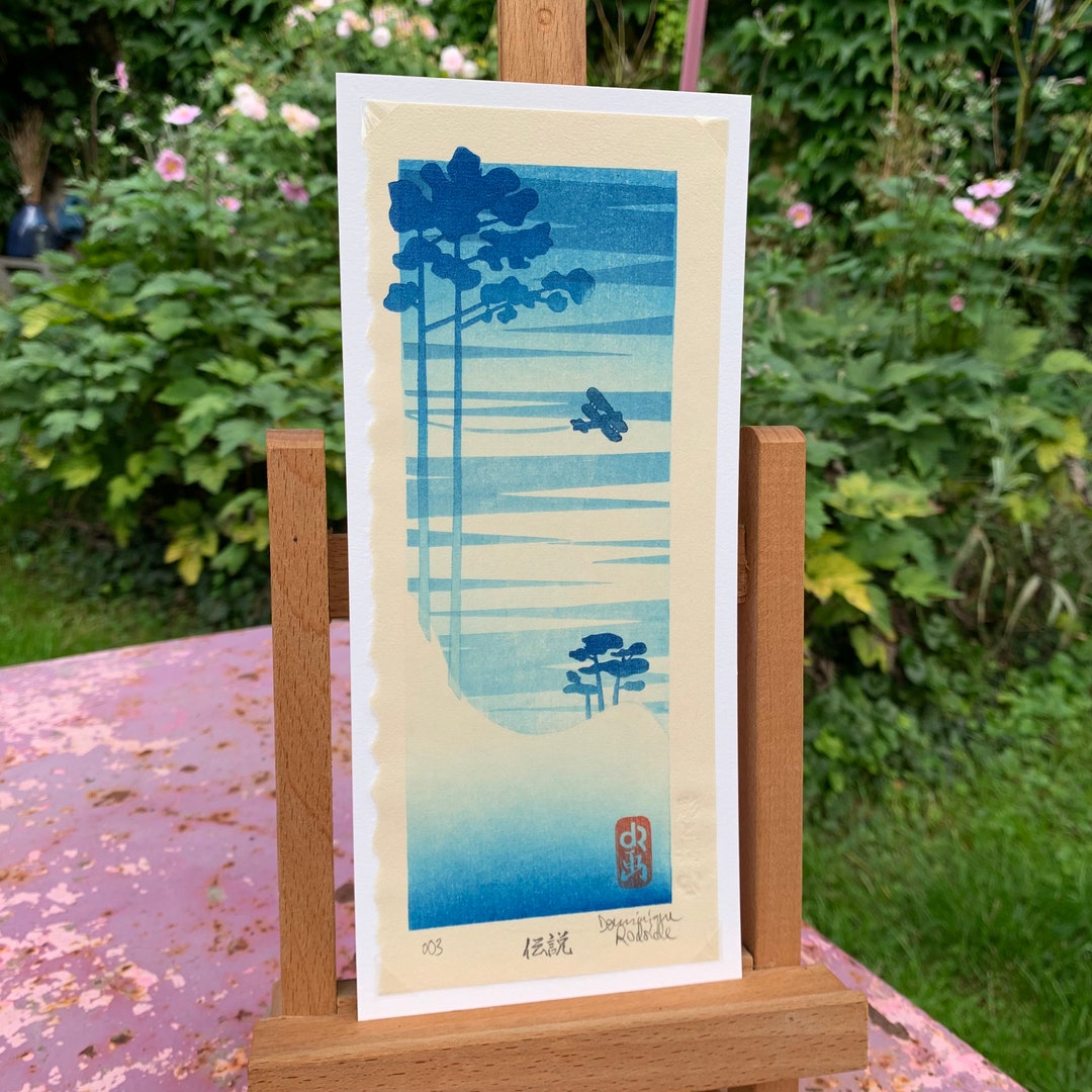 Japanese Woodblock Print "legend" (伝説 - Densetsu) - Aizuri-e (藍摺り絵 ...