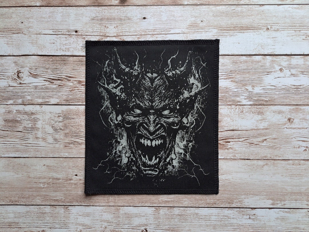 Screaming Devil Patch | Handmade Screen Printed Patch | Sew on Demon ...
