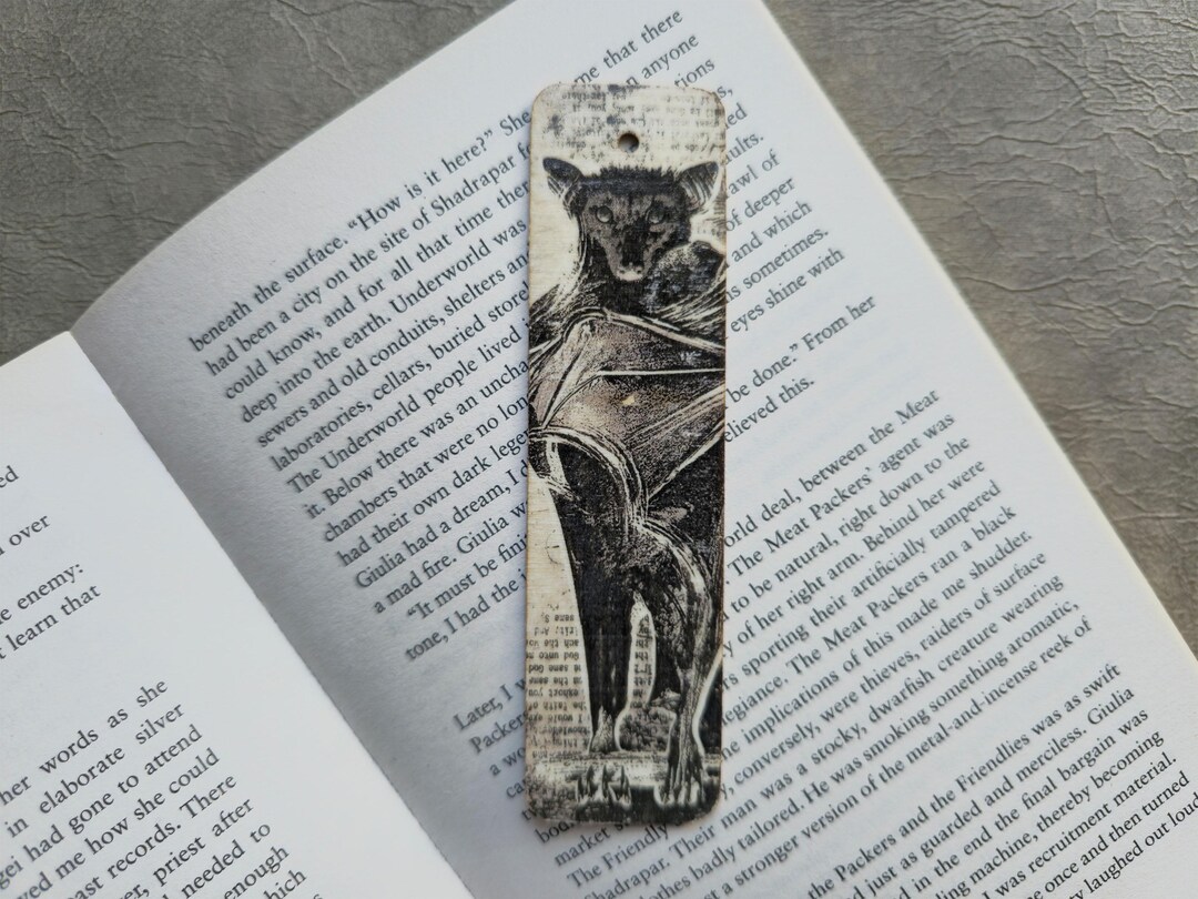 Bat Wooden Bookmark | Handmade | Original Art Decoupage - Etsy