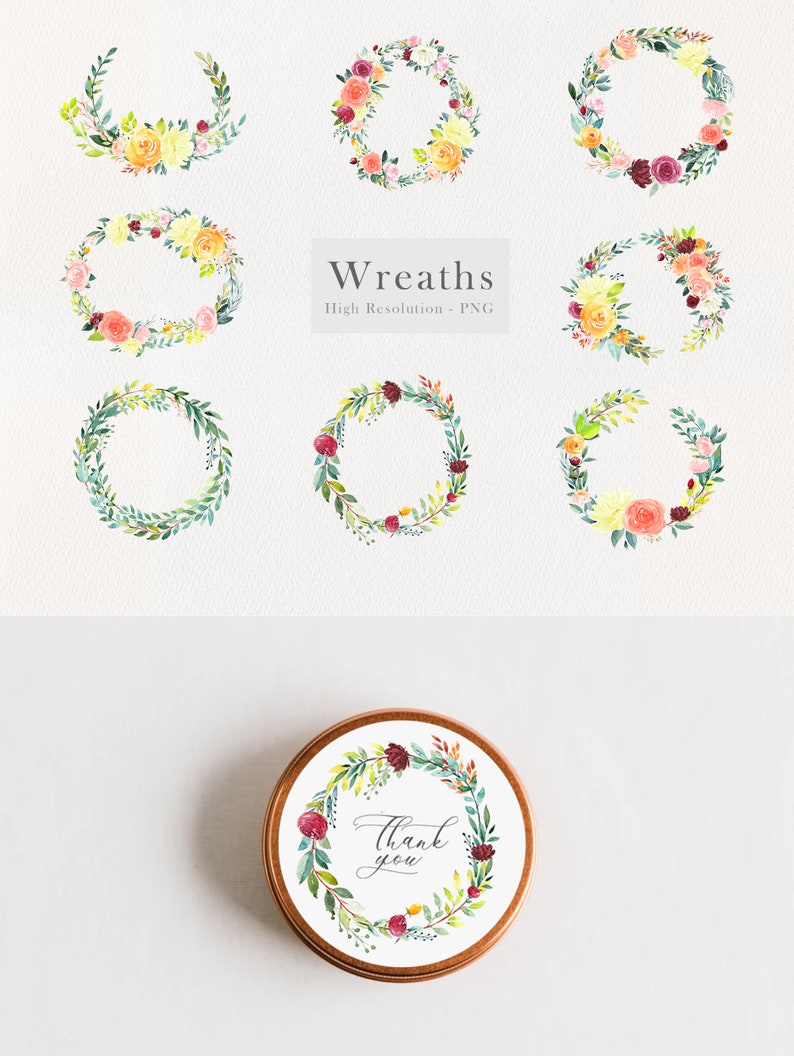 Watercolor Floral Clipart Bundle Watercolor Floral Frame - Etsy