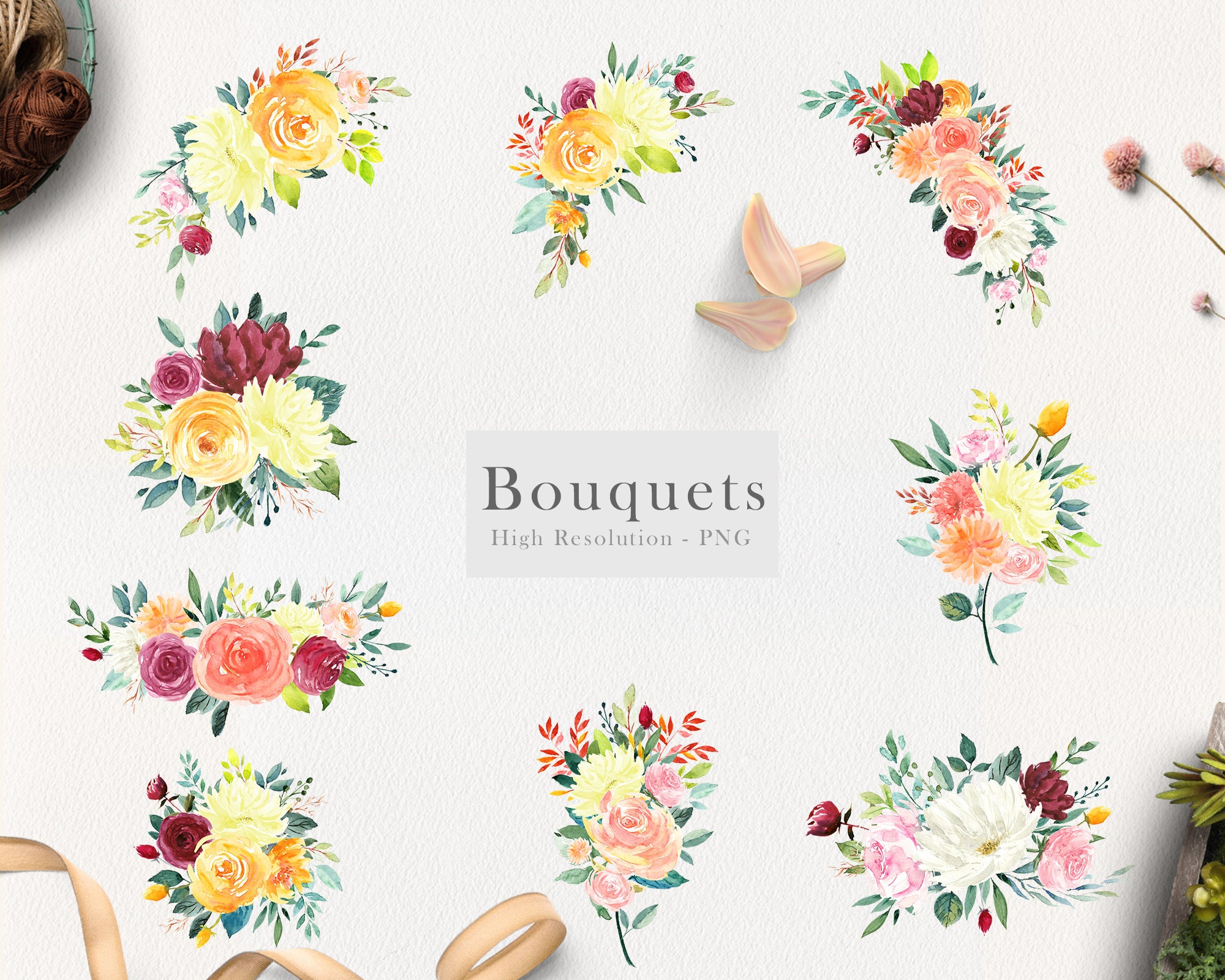Watercolor Floral Clipart Bundle Watercolor Floral Frame - Etsy