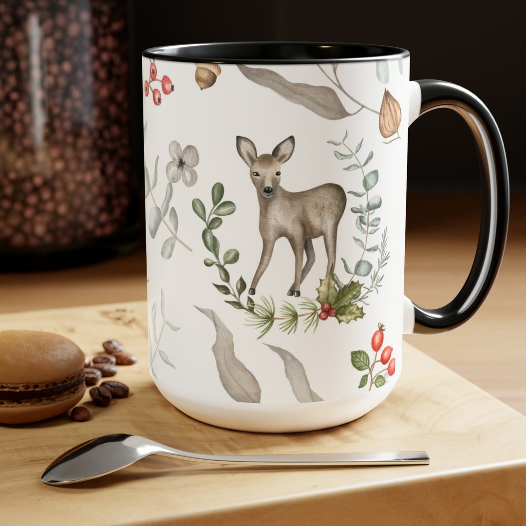 Holiday Coffee Mug, Holiday Deer Mug, Christmas Mug, Winter Coffee Mug ...