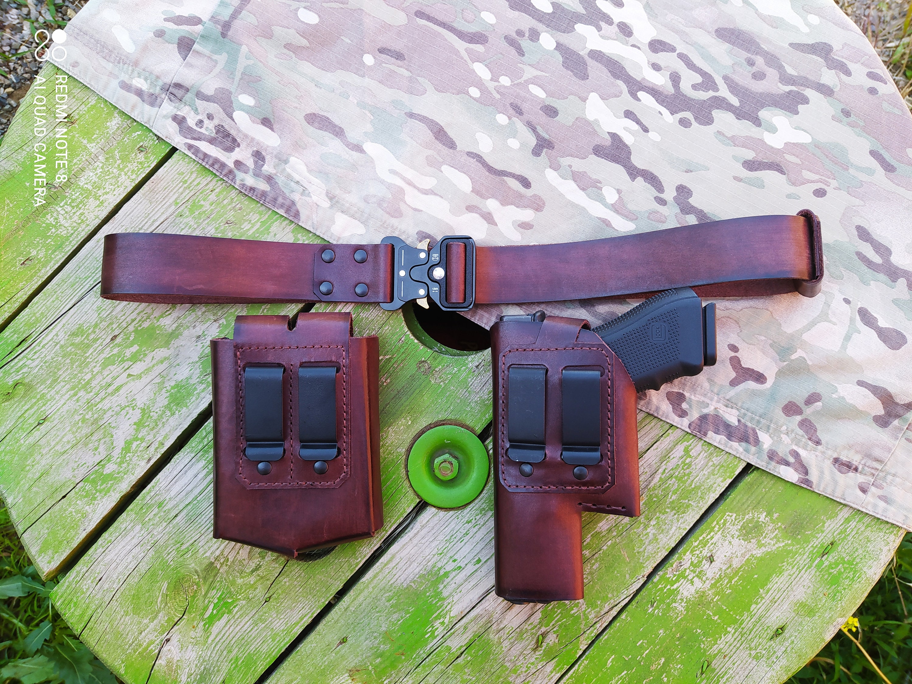 Western Leather Holster & Magazine Pouch Fits Colt 45 Model 1911 ...