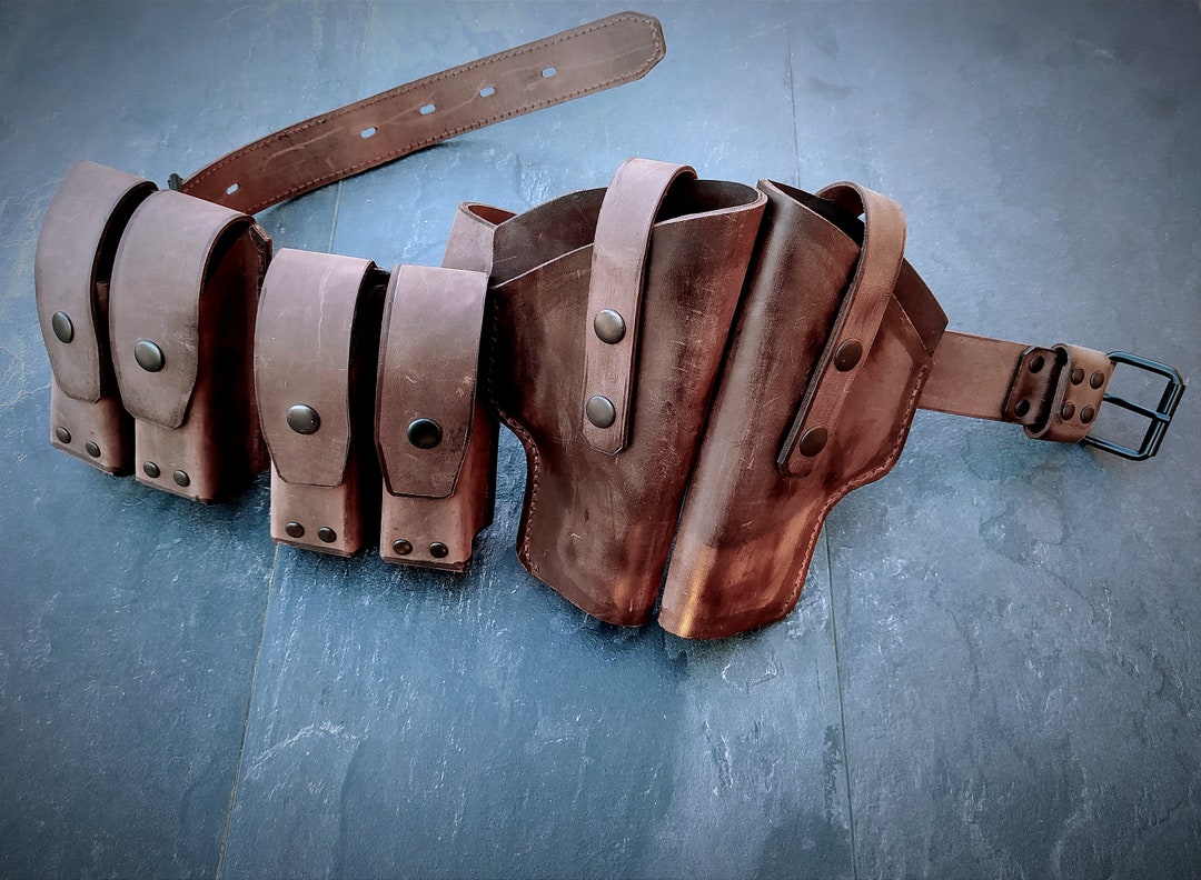 Western Leather Holster & Magazine Pouch Fits Colt 45 Model 1911 ...