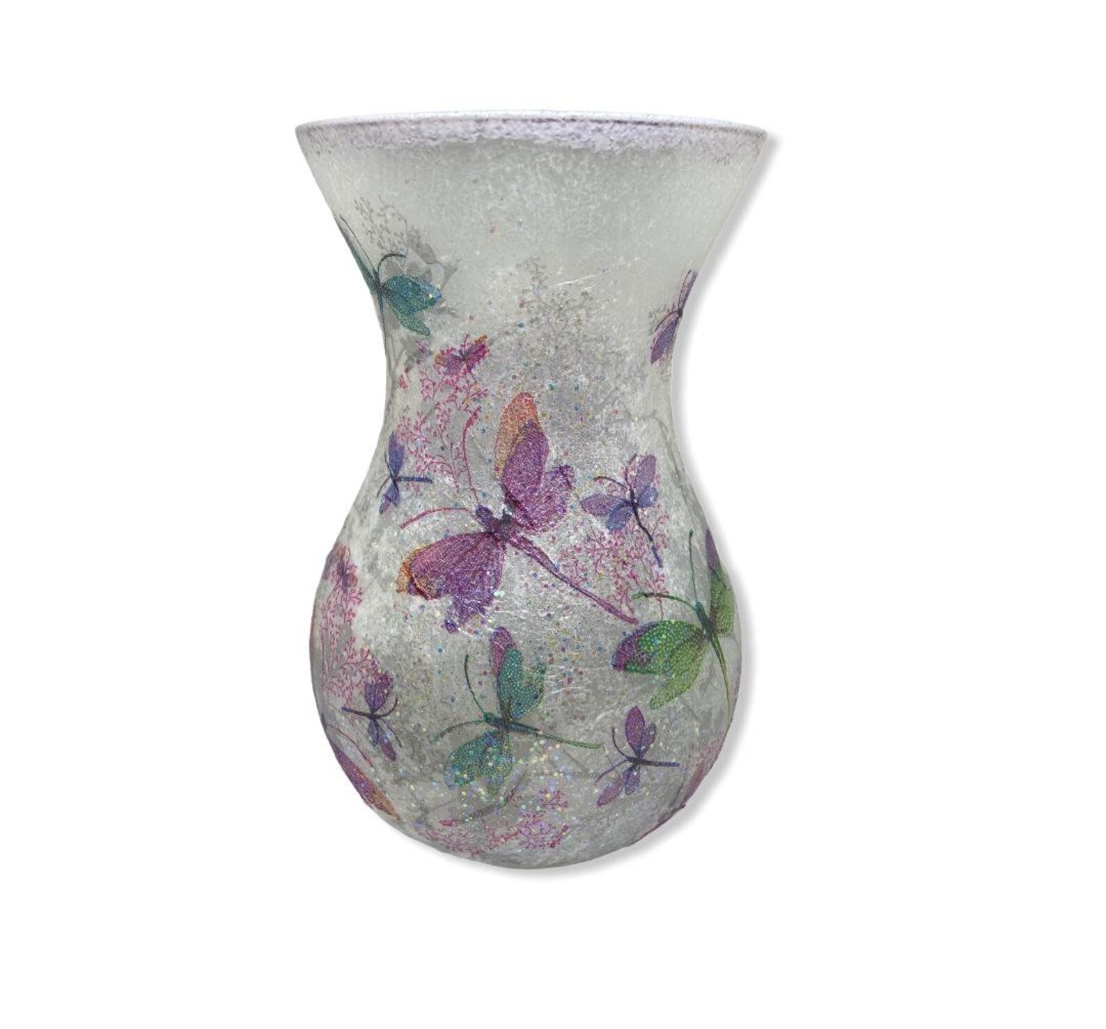 Dragonfly Frosted Glass Bouquet Flower Vase Delicate | Etsy