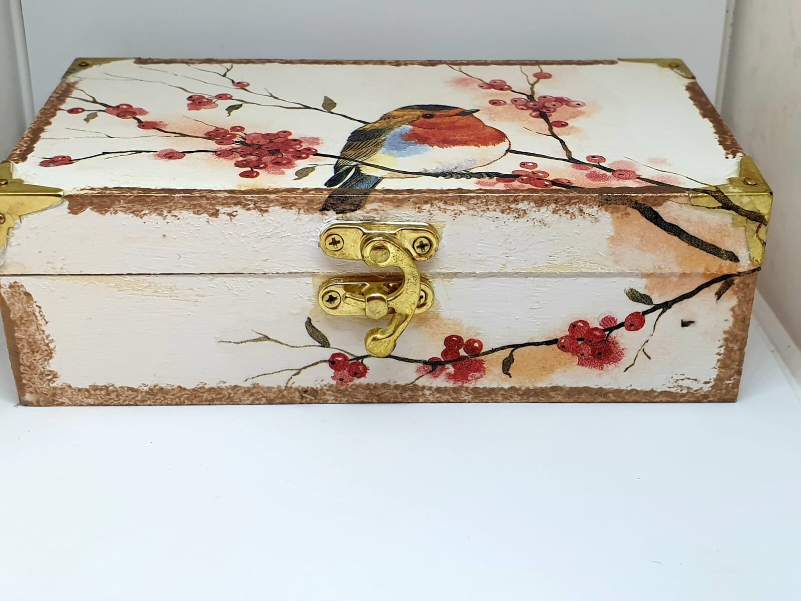 Wooden Robin Jewellery Box Wooden Robin & Berries Wooden - Etsy UK