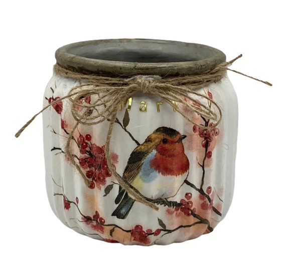 Unique Rustic Robin Ribbed Planter Robin Planter Home / - Etsy