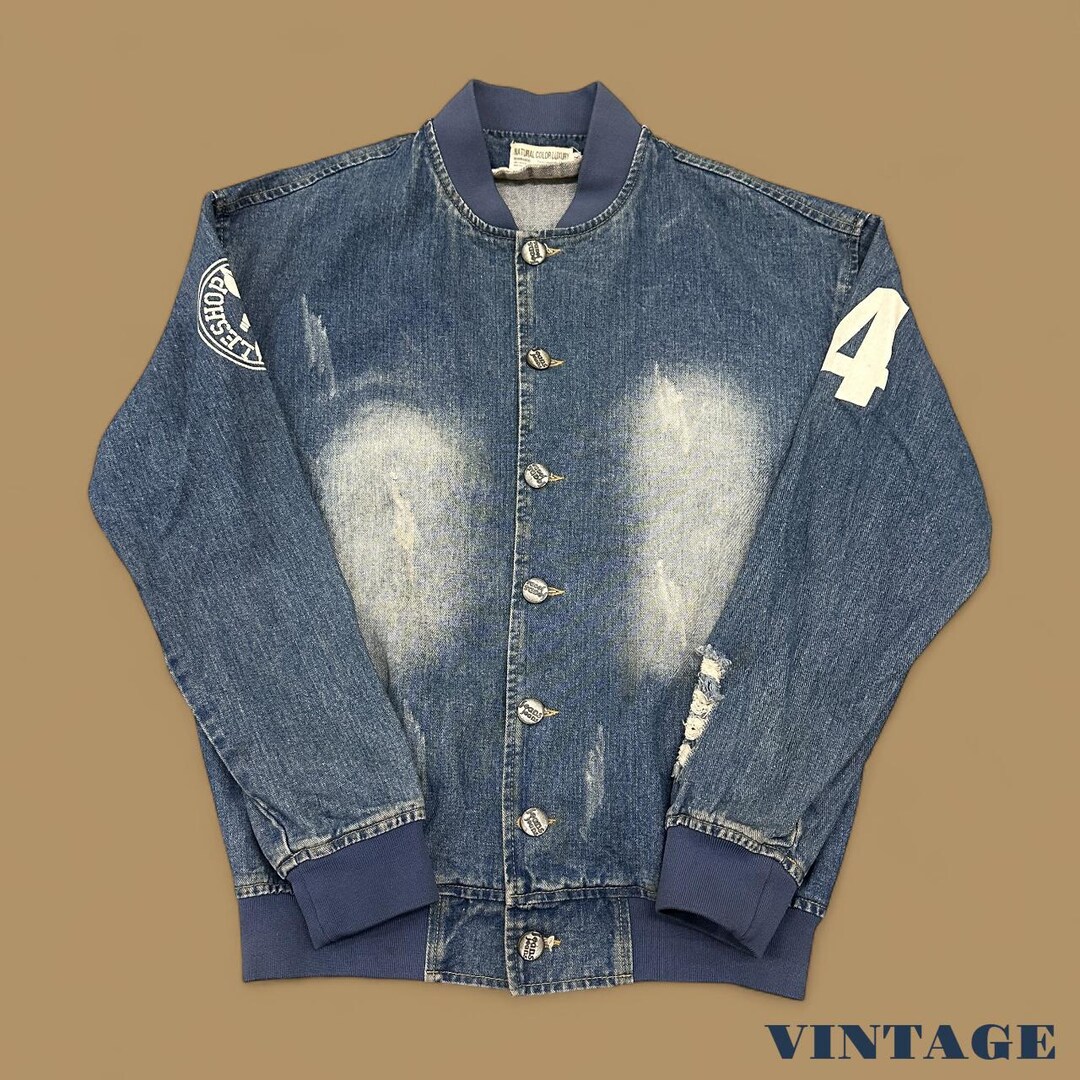 Vintage Rock Bobo Denim Bomber Jacket Mid Blue XL - Etsy