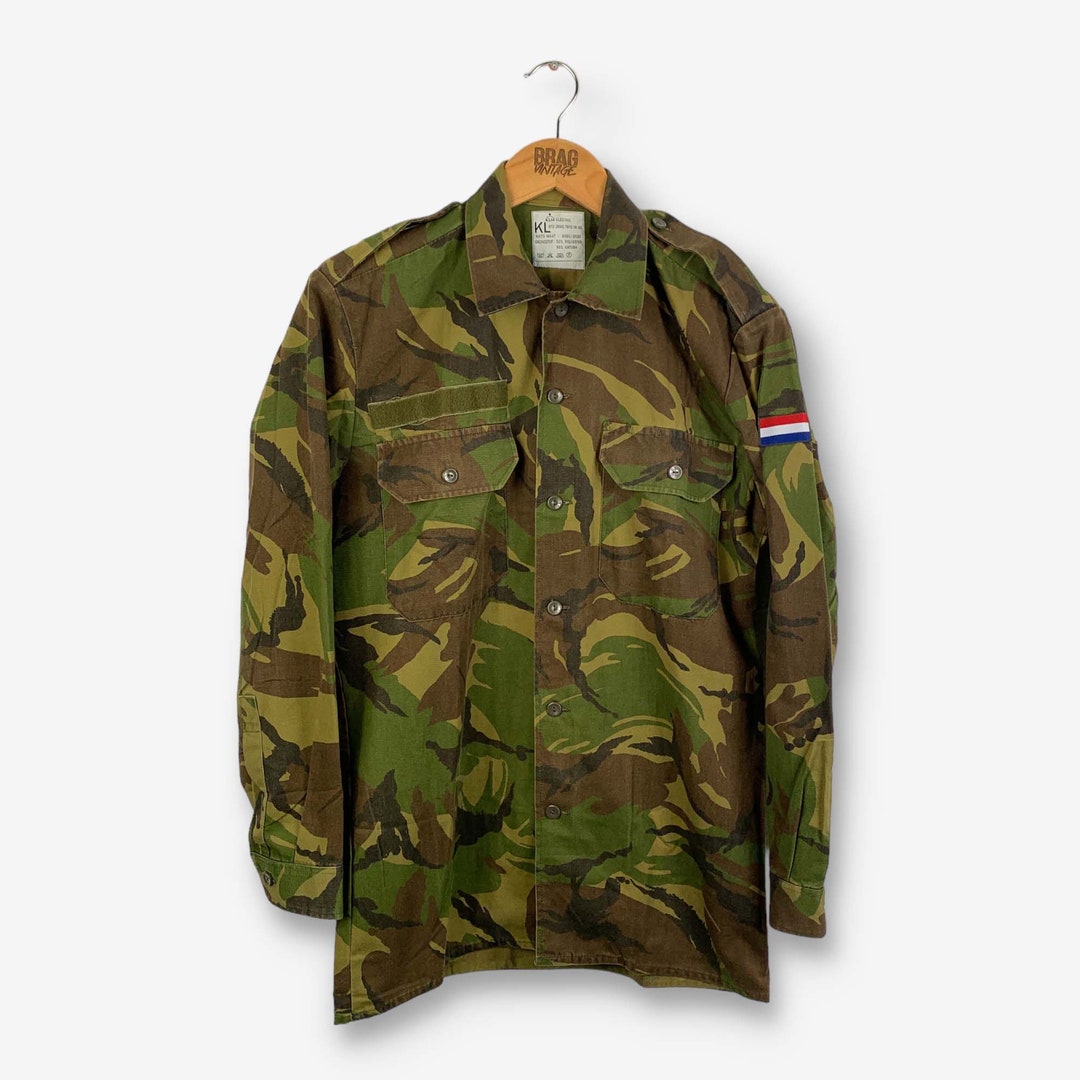 80s Dutch Military Camouflage Shirt/jacket Dark Green Medium - Etsy