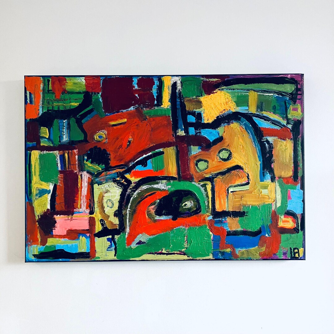 Lorna Allen Original Abstract Oil Painting on Deep Canvas Signed Contemporary Modern Art Unique ...