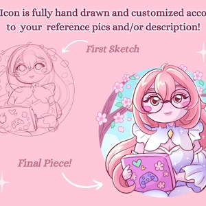 Custom PFP, Hand Drawn Icon for Social Media, Cute Portrait for Twitch ...