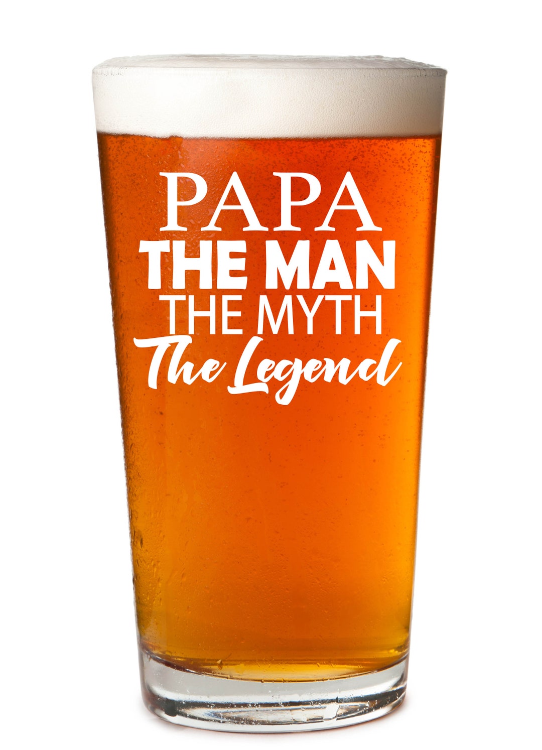 Papa the Man the Myth the Legend Pint Beer Glass Christmas Gift for ...