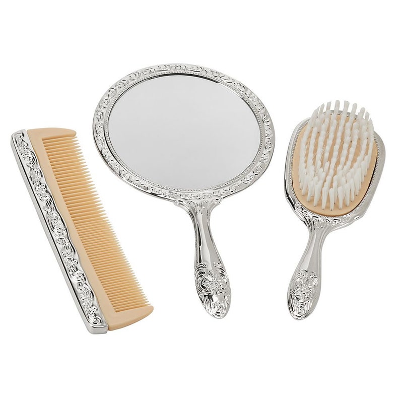 Engraved Vintage Comb Brush And Mirror Ornate Dresser Set Etsy