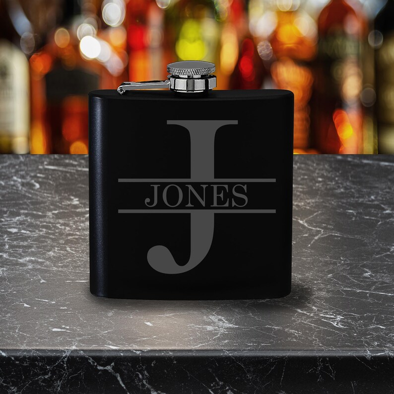 Set of 5 Personalized Monogram Flasks Groomsmen Proposal Gifts - Etsy