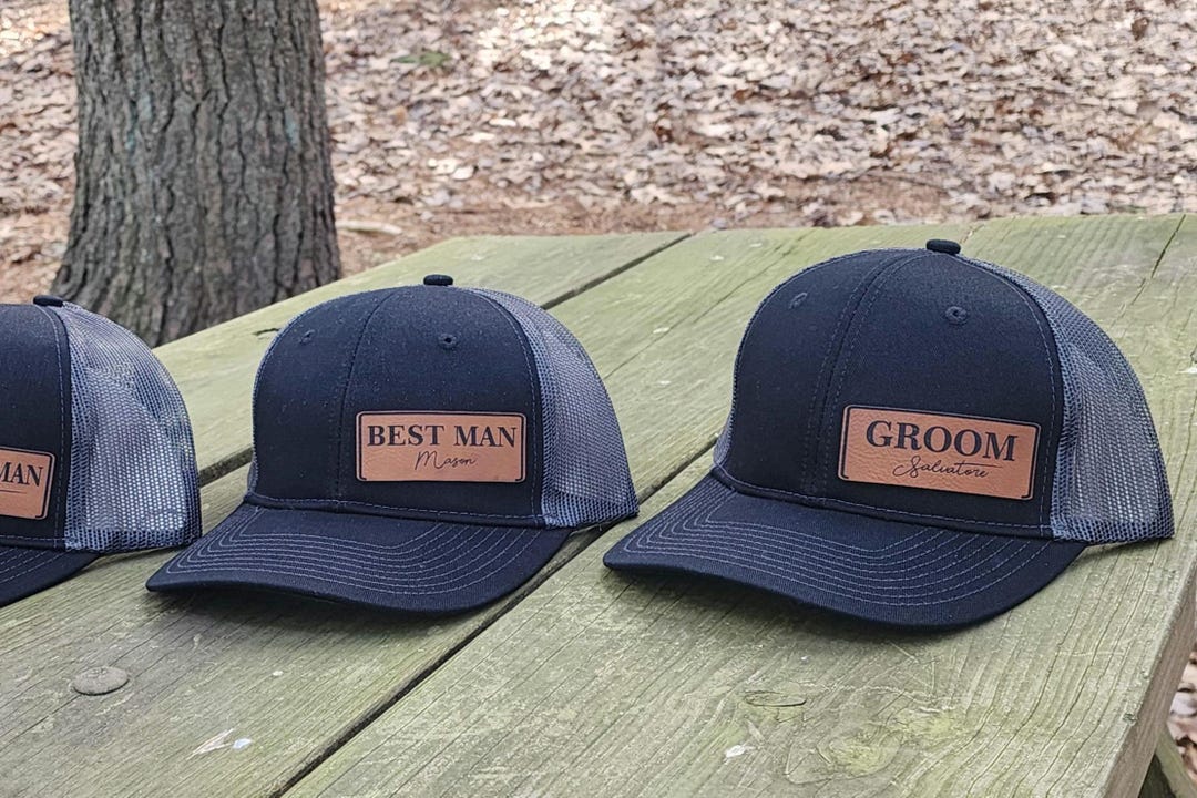 Custom Groomsman Richardson 112 Hats Hat With Leather Patch - Custom ...