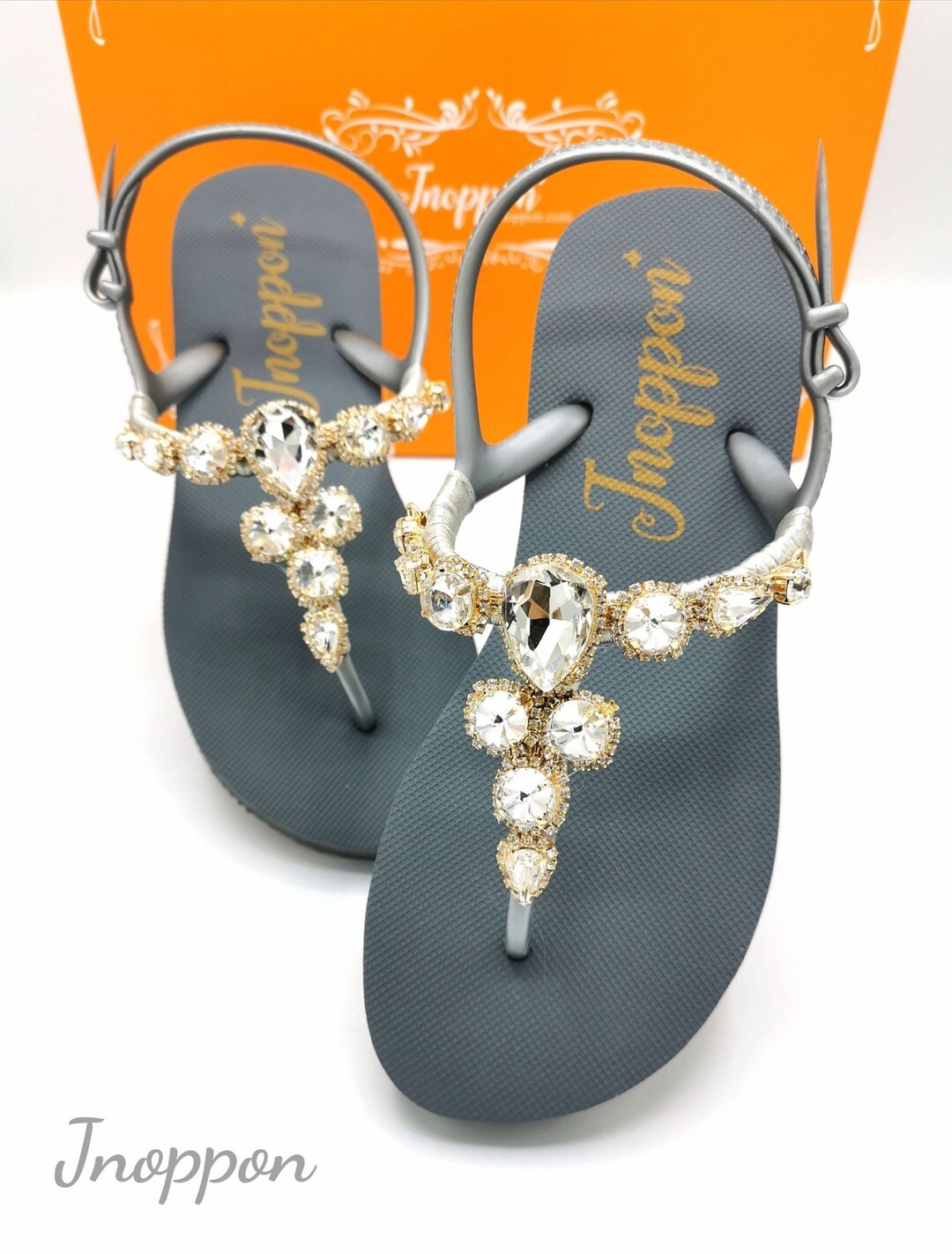 BOHO Jeweled Flip Flops Bling Flip Flops Black Sandals for - Etsy