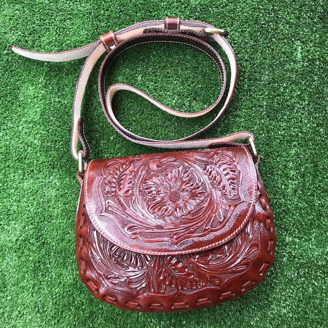 Genuine Leather Crossbody Bags for Women / Hand Tooled Leather ...