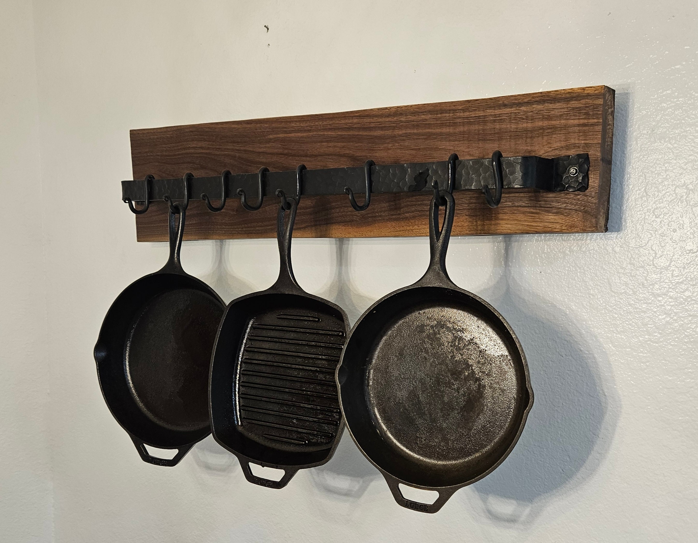 Cast Iron Kitchen Hanger walnut Wood - Etsy