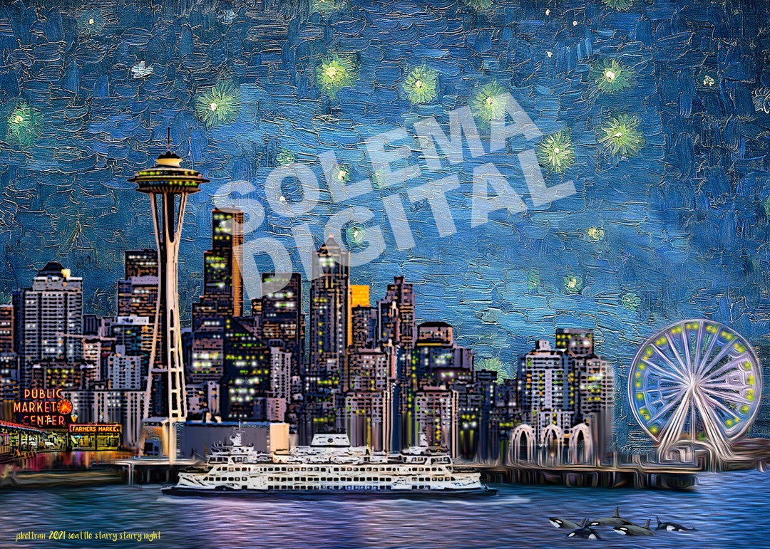 Seattle Starry Starry Night - Etsy