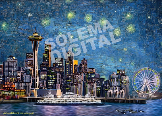 Seattle Starry Starry Night - Etsy