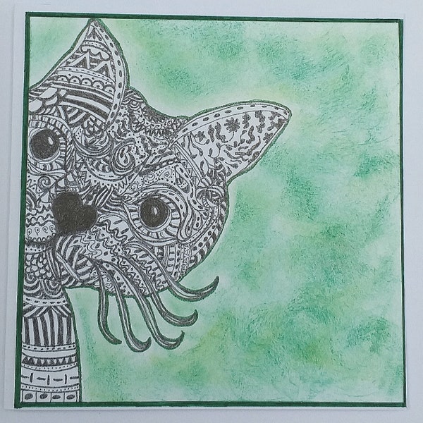 Zentangle Cat - Etsy