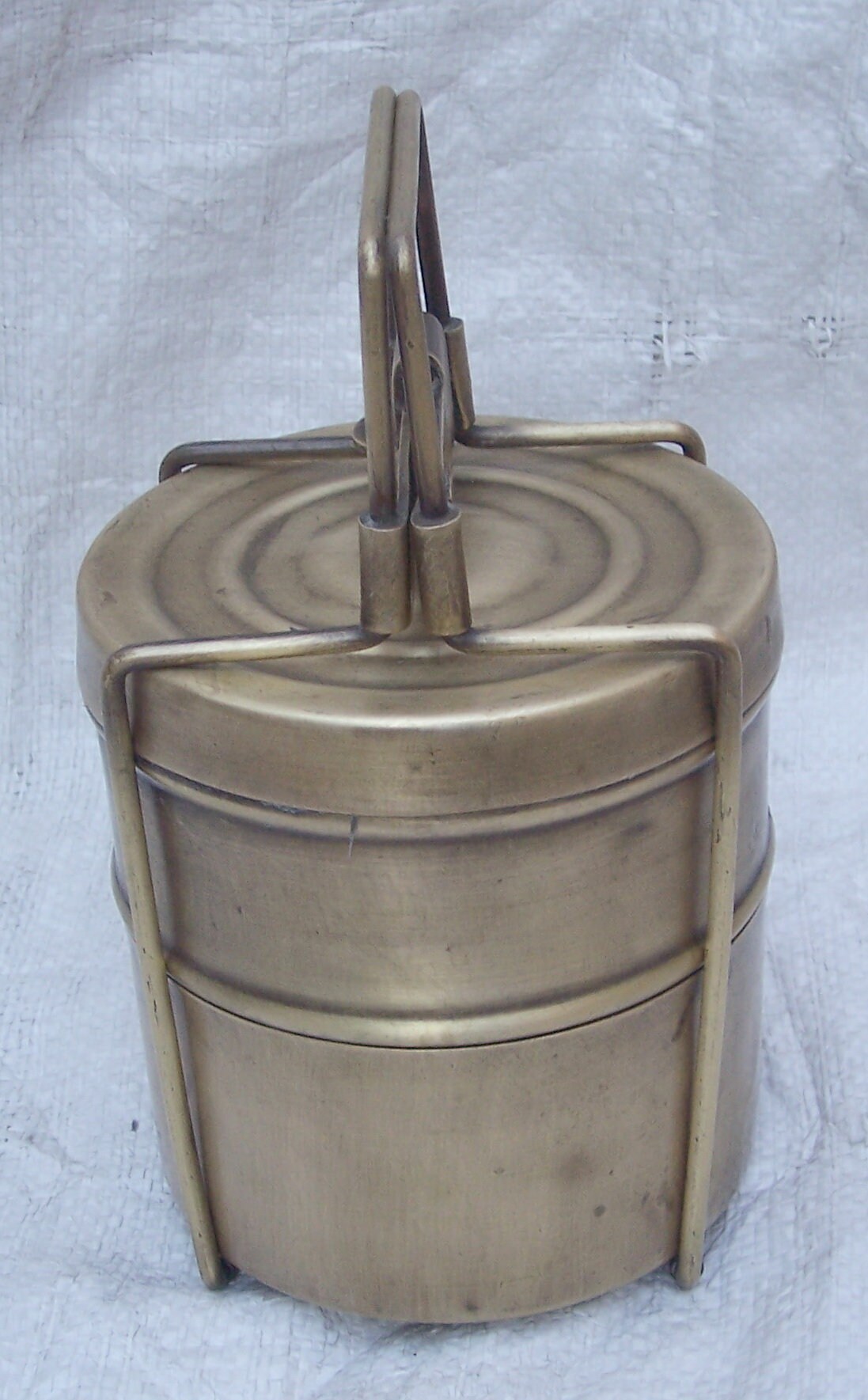 Vintage Tiffin Lunch Box Old Brass 2 Compartment Unique Shape ...
