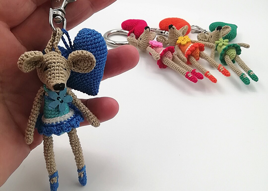 Crochet Animals Keychain miniature Amigurumi Mouse Doll - Etsy