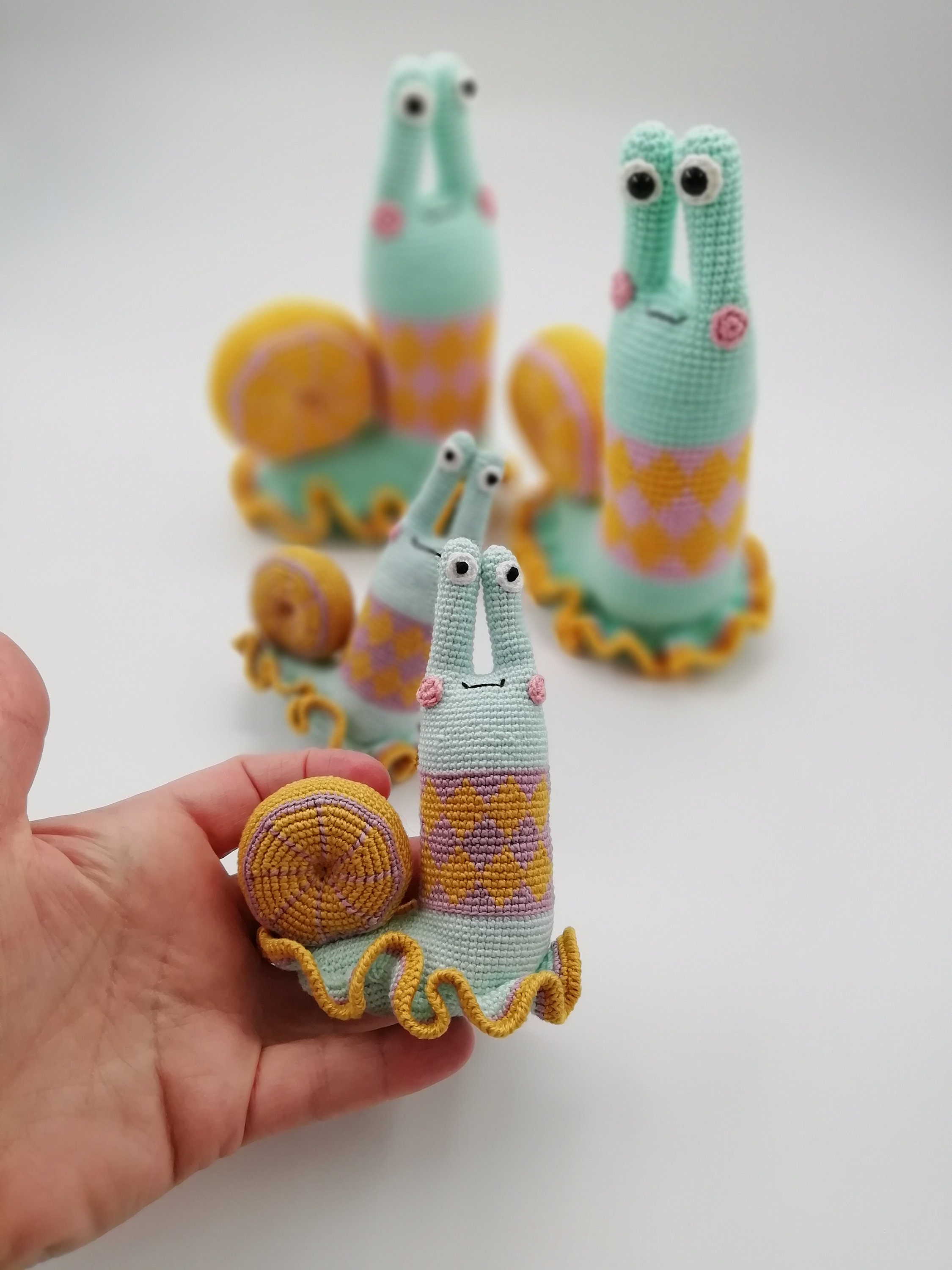 Snails of Two Sizes,amigurumi Snail Toy,miniature Snail Doll,two in One ...