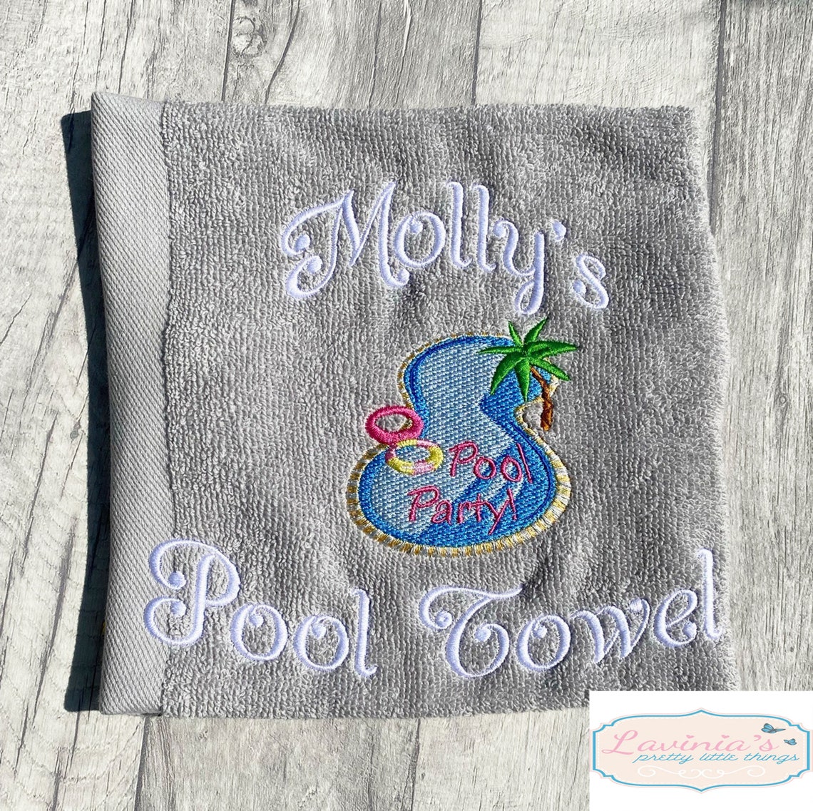 Personalised Pool Party Towel Embroidered Pool Design Custom - Etsy UK