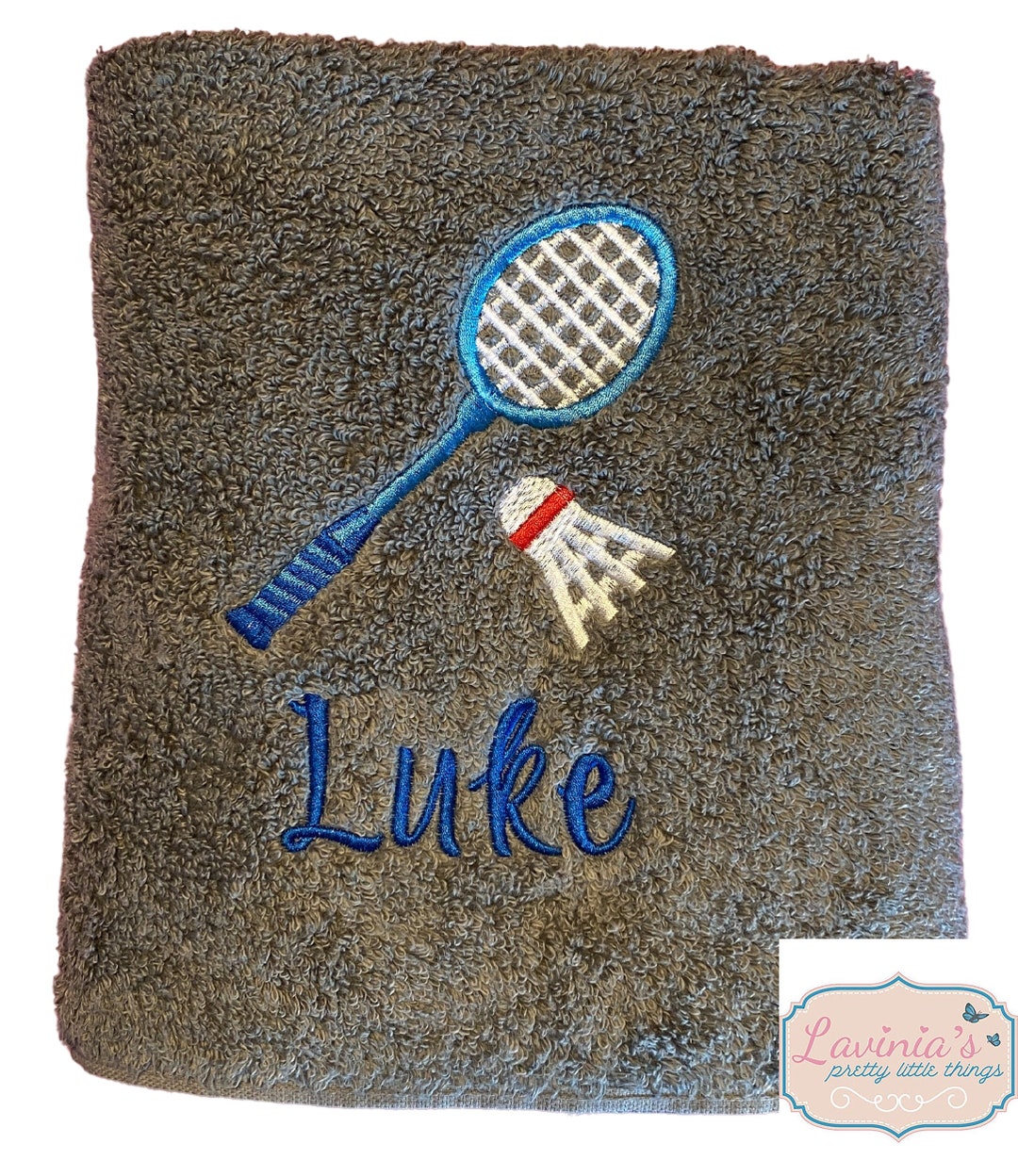 Personalised Badminton Sports Towel, Embroidered Badminton Racket Towel ...
