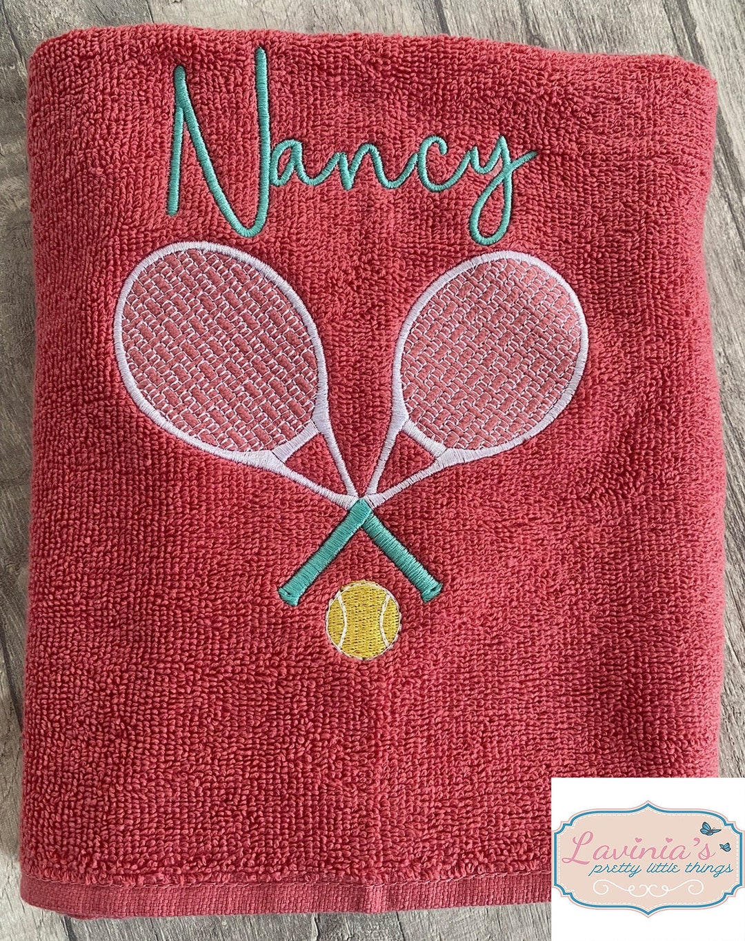Personalised Tennis Towel, Embroidered Hand Towel, Tennis Ball Custom ...