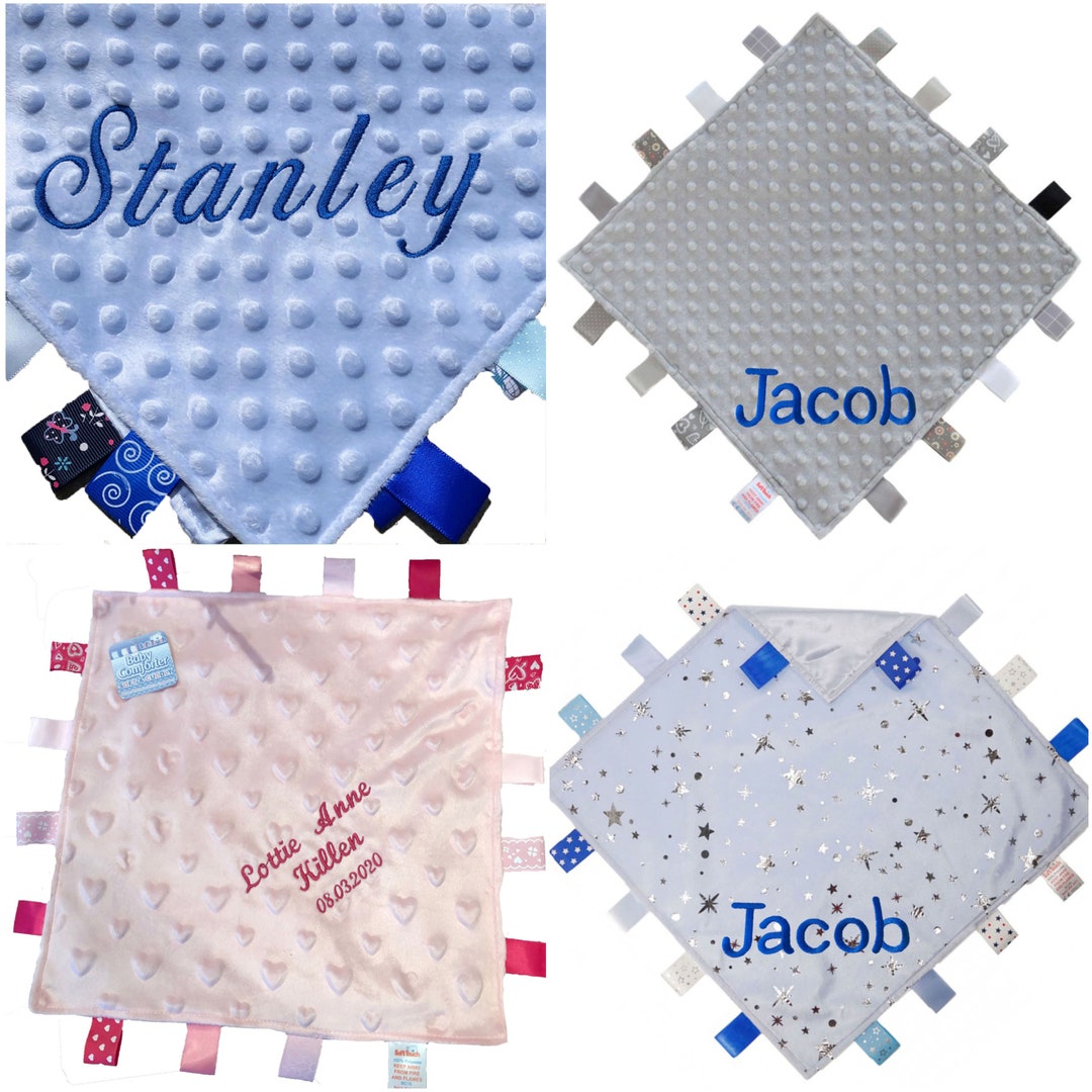 Personalised Baby Tag Comfort Blanket Babies Taggy Blanket - Etsy UK