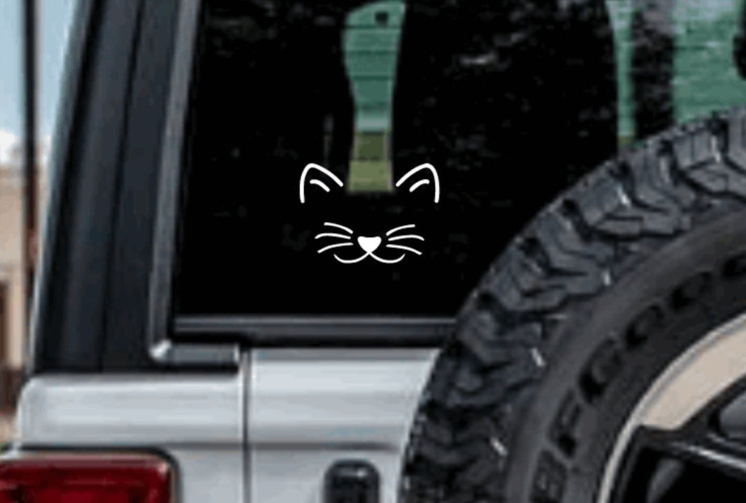 Cat Face Decal - Animal, Funny Car Decal, Personalized Vinyl Sticker ...
