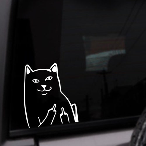 Middle Finger Cat Car Decal Personalized Vinyl Sticker - Etsy