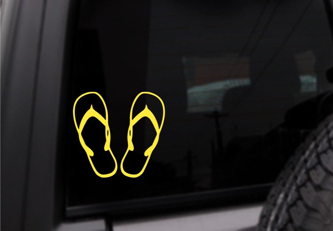 Flip Flops, Beach, Car Decal, Laptop, Hydroflask, Vinyl Sticker, Custom ...