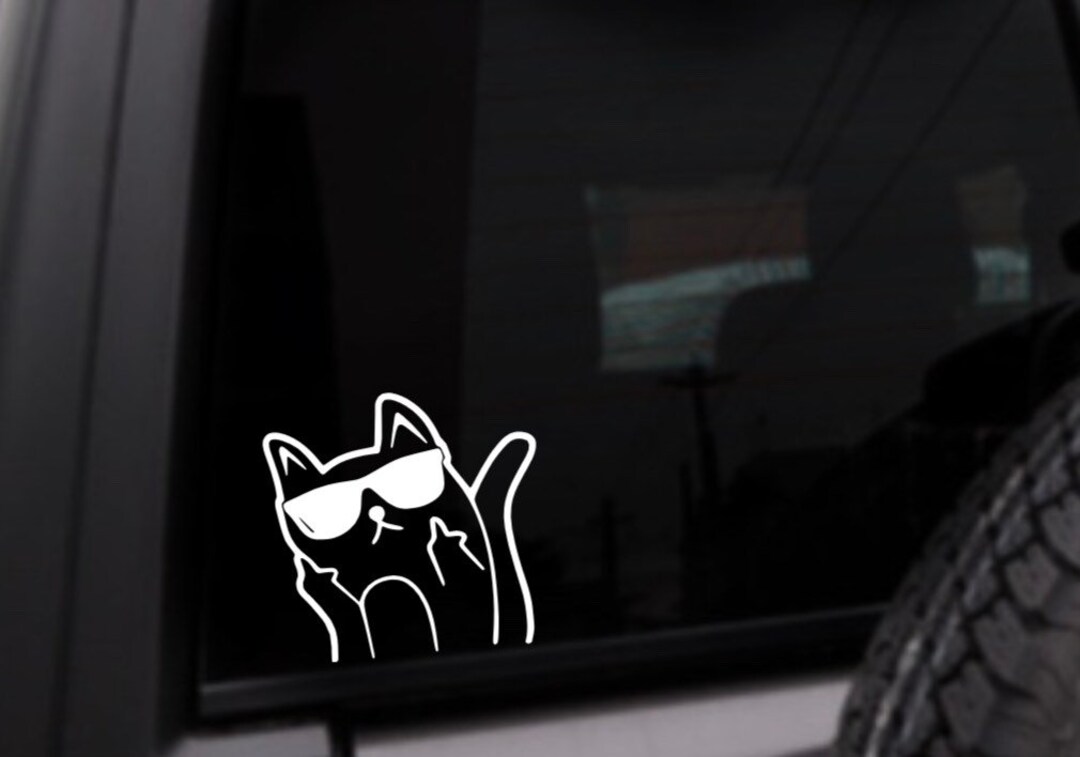 Middle Finger Cat Car Decal, Cool Cat, Personalized Vinyl Sticker ...