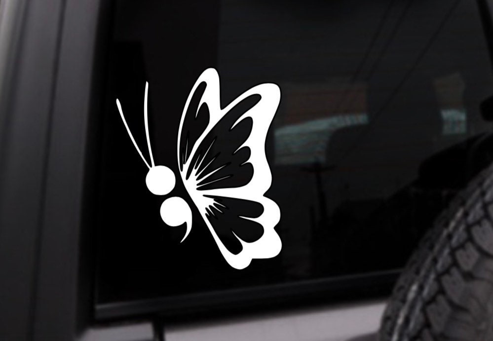 Semicolon Butterfly Car Decal Vinyl Sticker Custom Color | Etsy