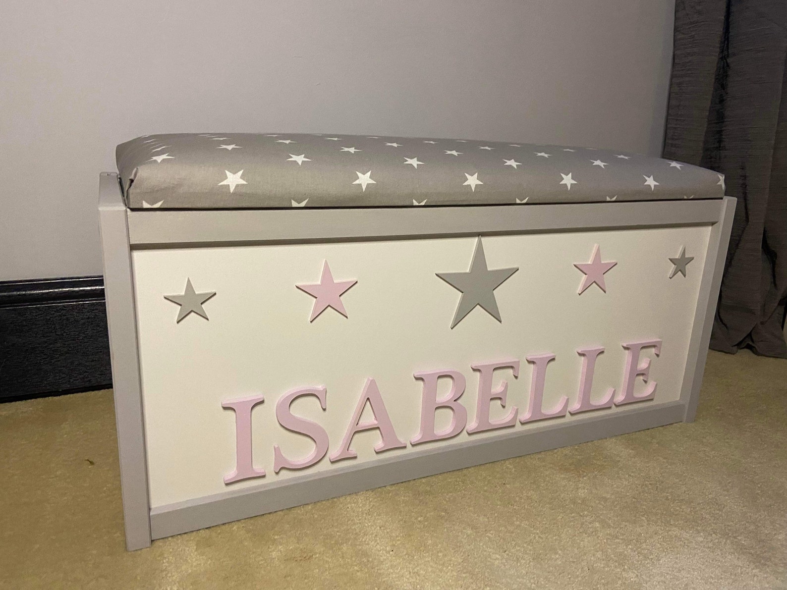 Personalised Toy Box With Safety Gas Strut. Personalised Toy - Etsy