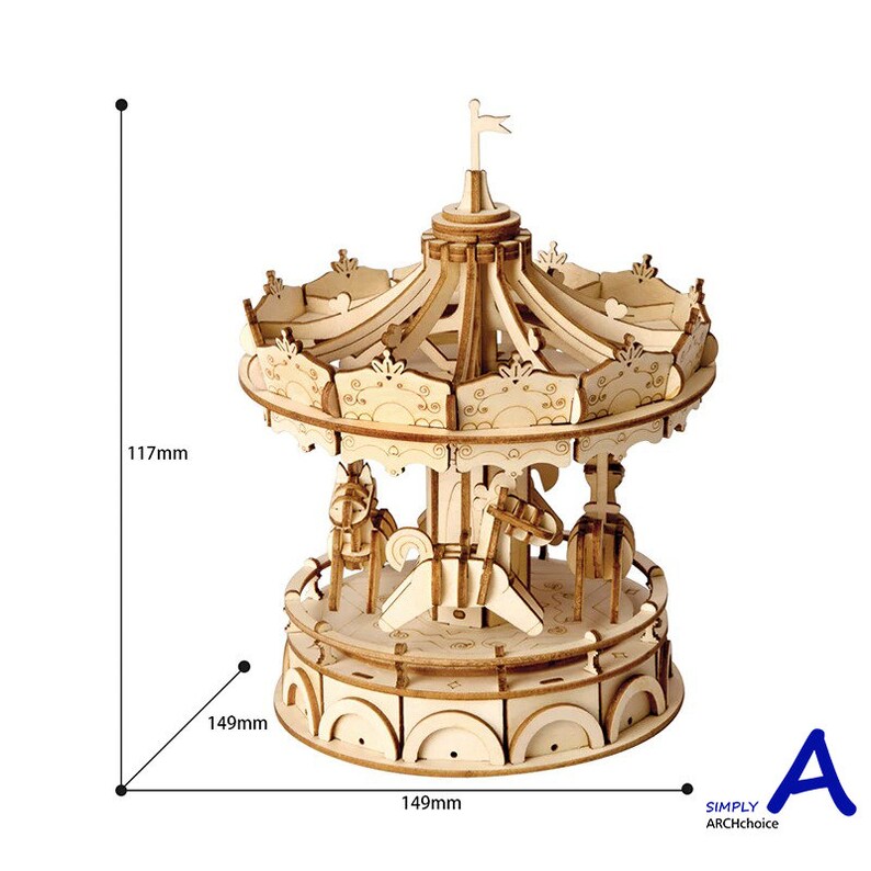 Marry-go-round DIY Carousel 3D Wooden Puzzle Scale | Etsy