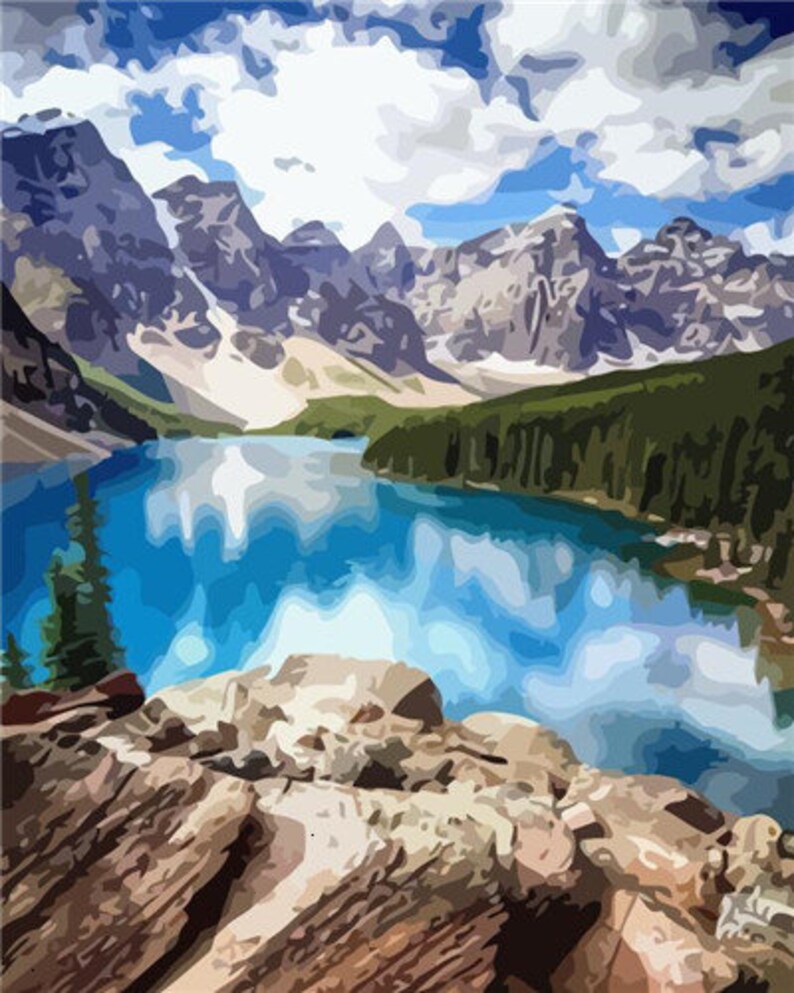 Paint by numbers DIY kit Beautiful Valley | Etsy