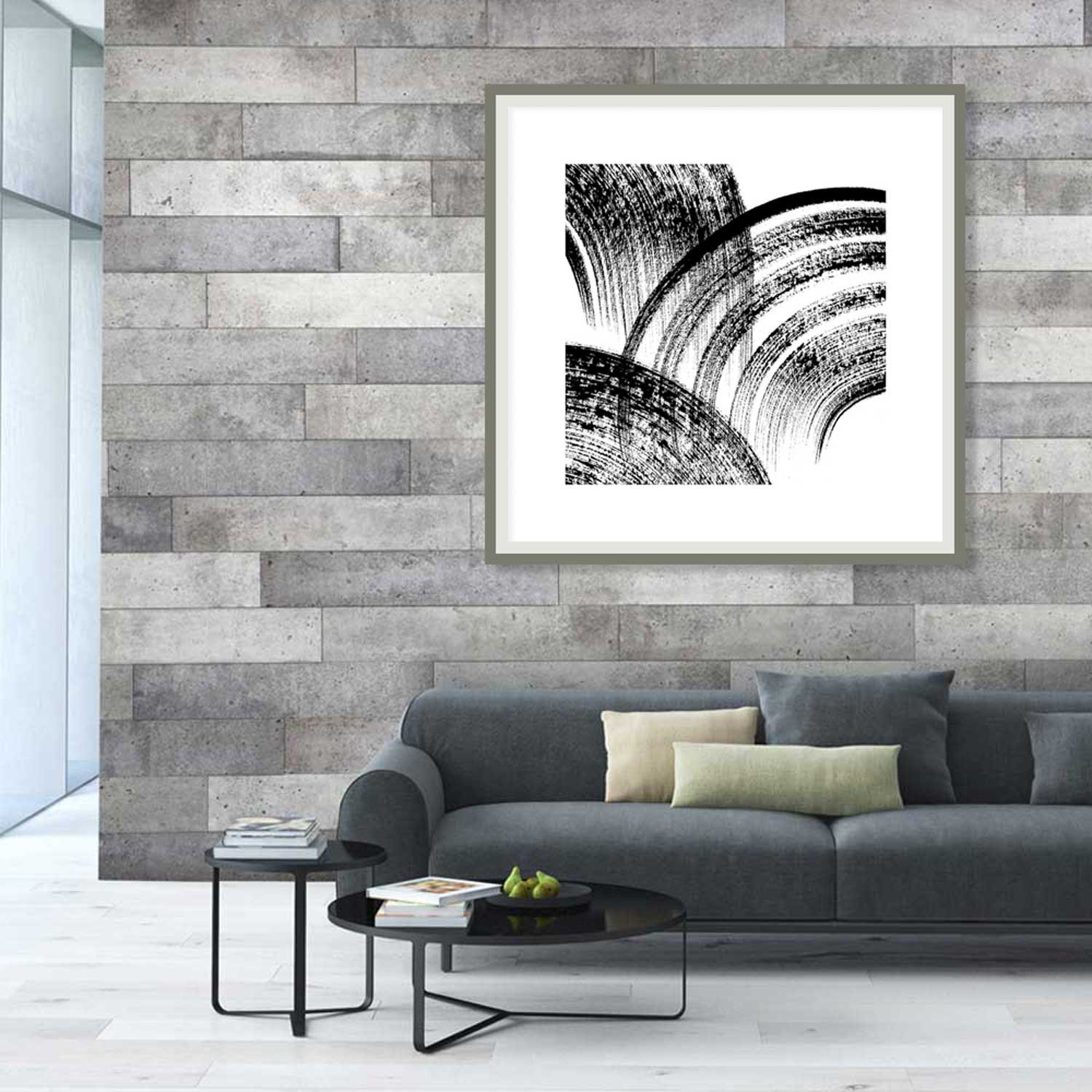 Modern Abstract Zen Brush Wall Art Painting, Black Ink Strokes ...