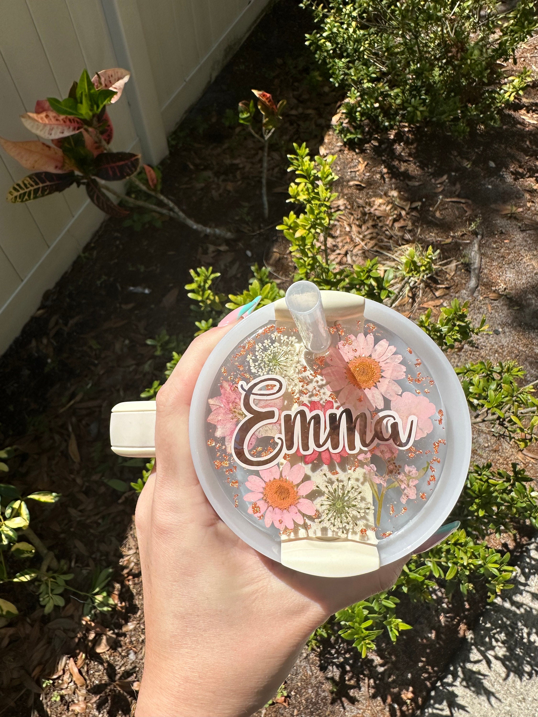 Dried Flower Stanley Topper, Tumbler Topper, Rose Gold, Pink and White ...