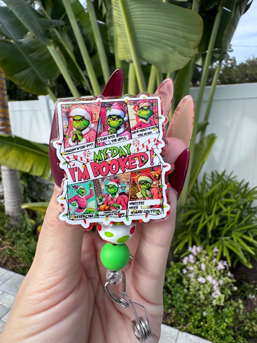 Grinchy Badge Reel, Christmas Badge Reel, My Day is Booked, Wallow in ...