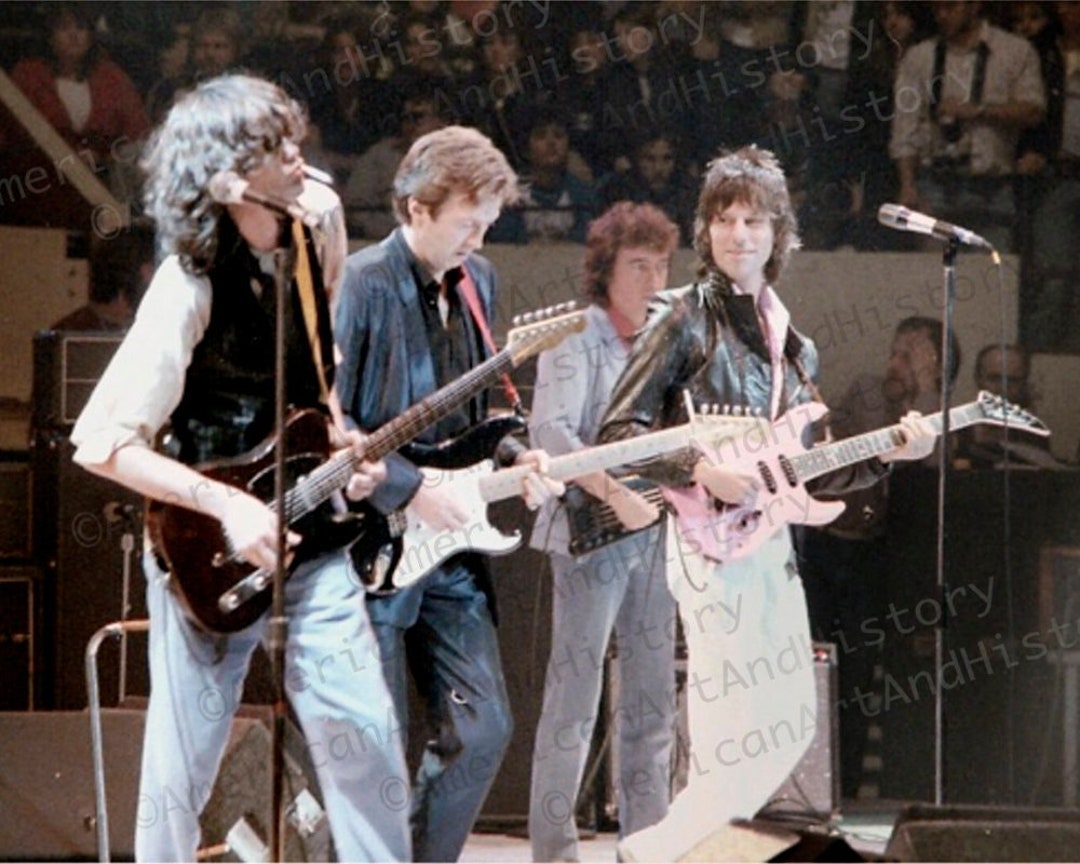 Jimmy Page, Eric Clapton and Jeff Beck at the ARMS Concert in 1983 - Etsy
